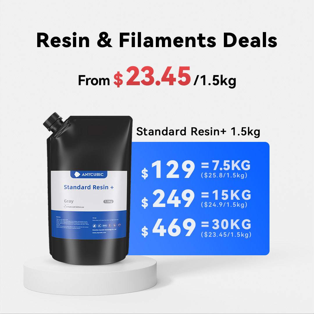 Multi Bottle Deals: Anycubic Standard Resin+ for 3D Prints from 5kg to 20kg