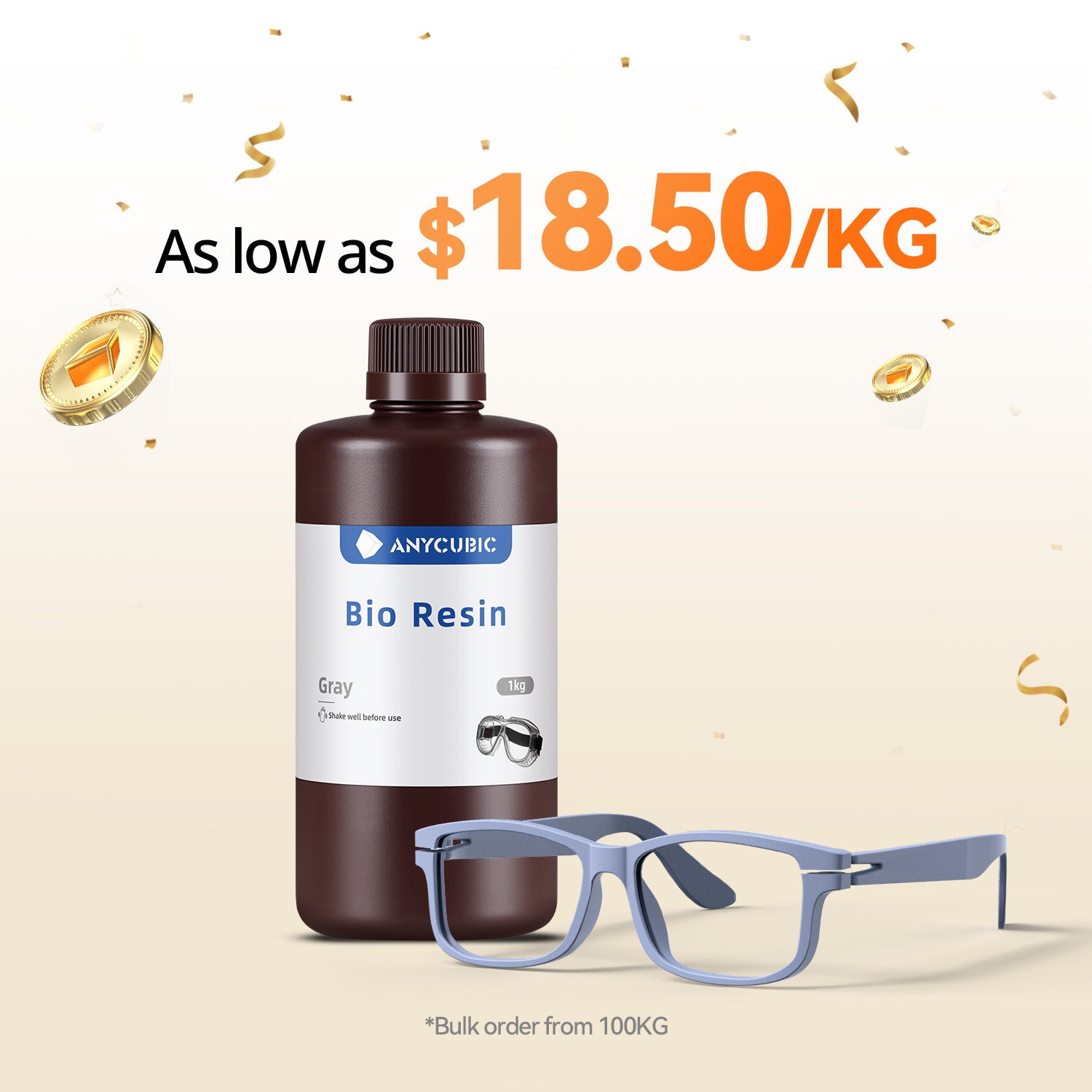 Multi Bottle Deals: Anycubic Bio Resin for 3D Prints from 10kg to 100kg