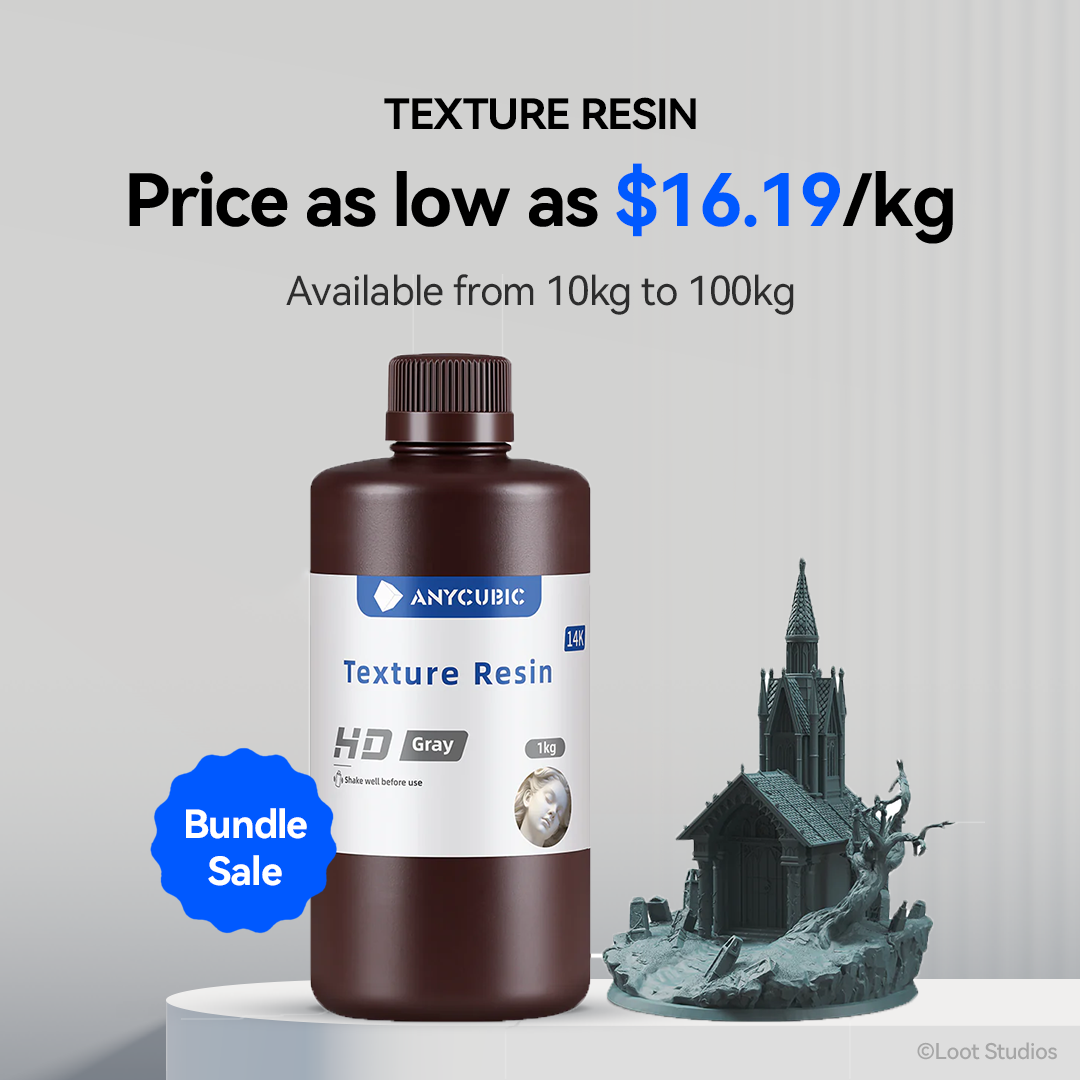 Multi Bottle Deals: Anycubic Texture Resin for 3D Prints from 10kg to 100kg